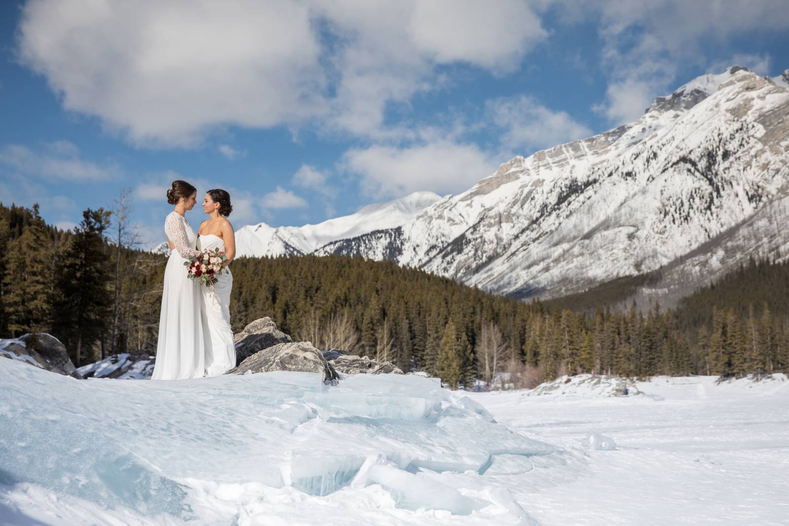 Banff Same Sex Winter Elopement Banff Elopement Photographer Banff