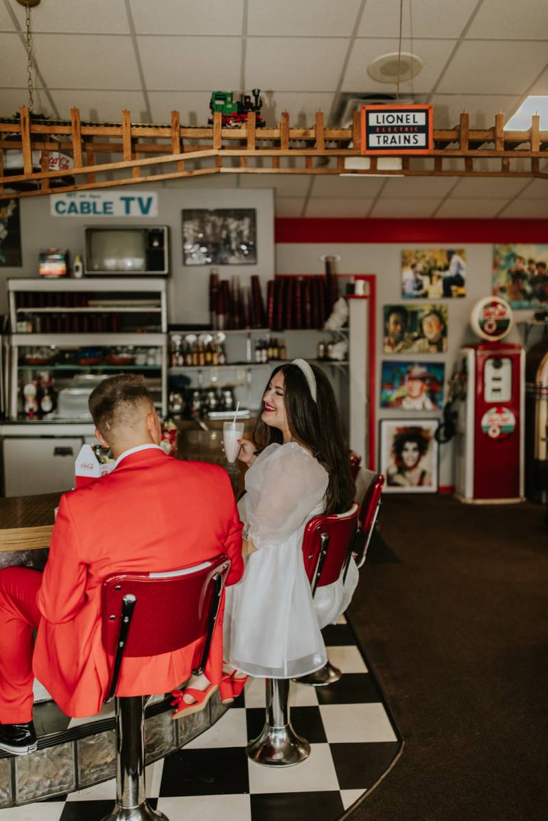 A RETRO '50S-STYLE DRIVE-IN ELOPEMENT WEDDING DESIGN IN WISCONSIN DELLS ...