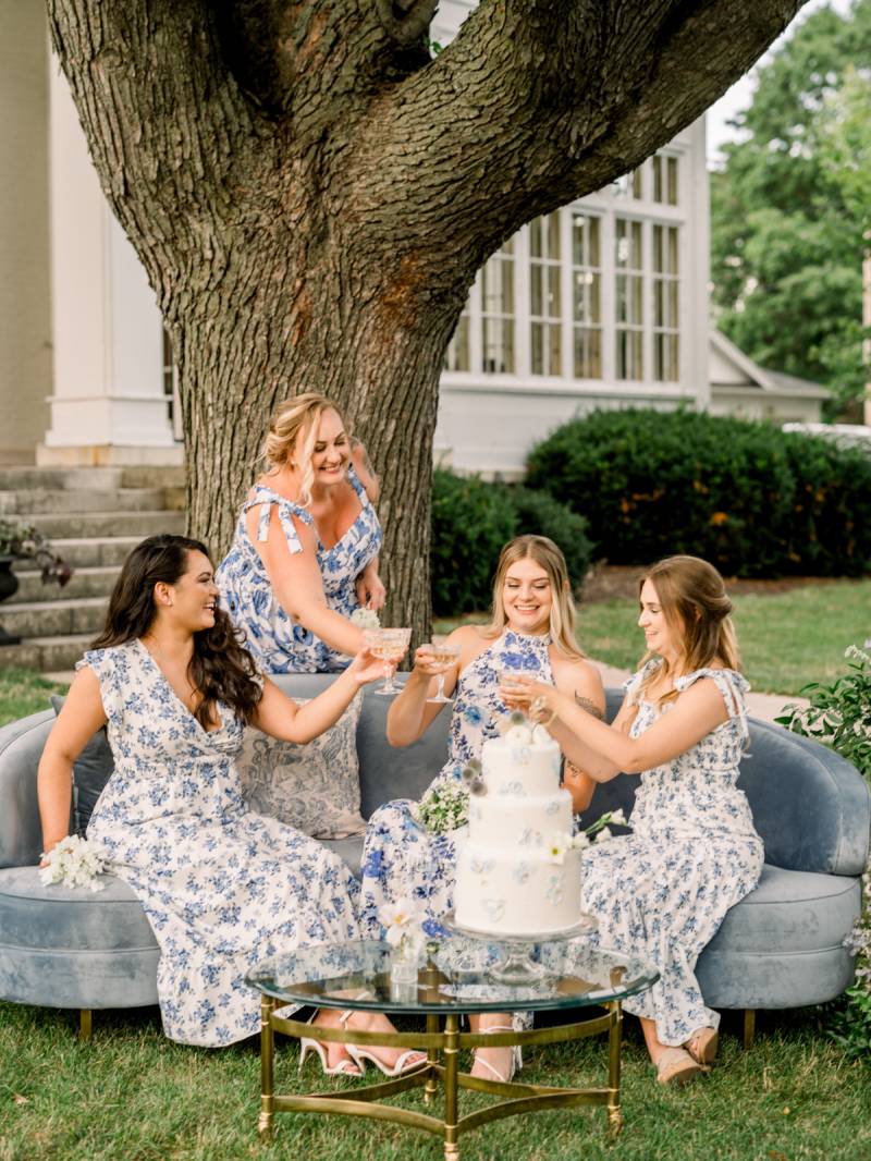 A ROMANTIC + ELEGANT GARDEN PARTY WEDDING DESIGN WITH SOFT BLUE HUES AT ...